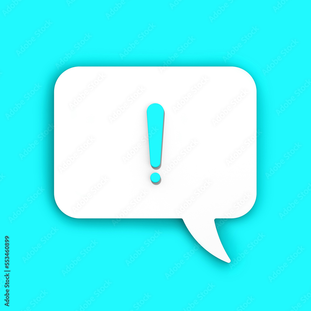 blue exclamation mark on a white message board. Alarm signal in the ...