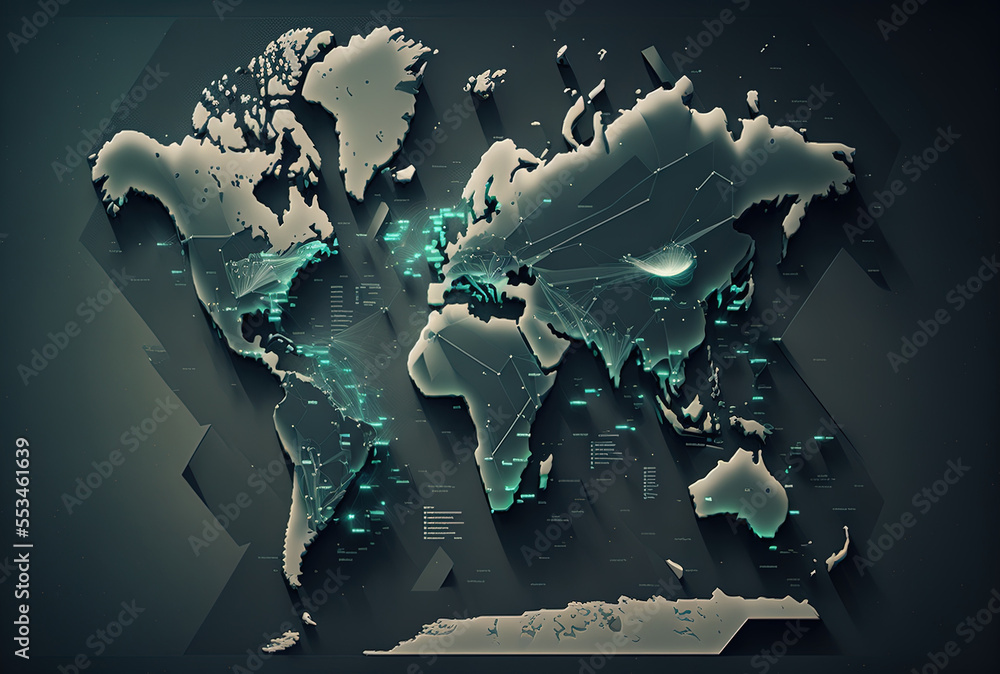 world map with futuristic graph. Generative AI Stock Illustration ...