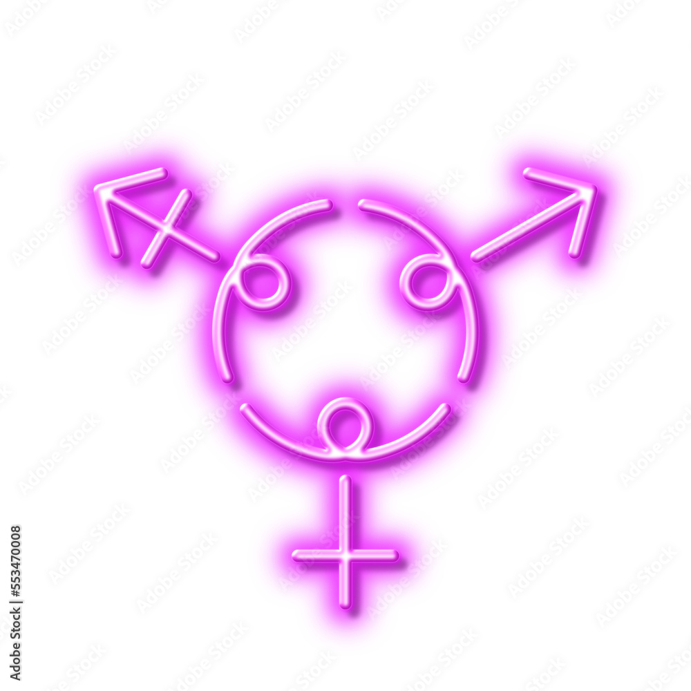 Genders line icon. Inclusion sign. Neon light effect outline icon ...