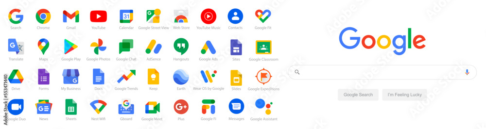 Google search. Google product logo. Google products set. Google Chrome ...