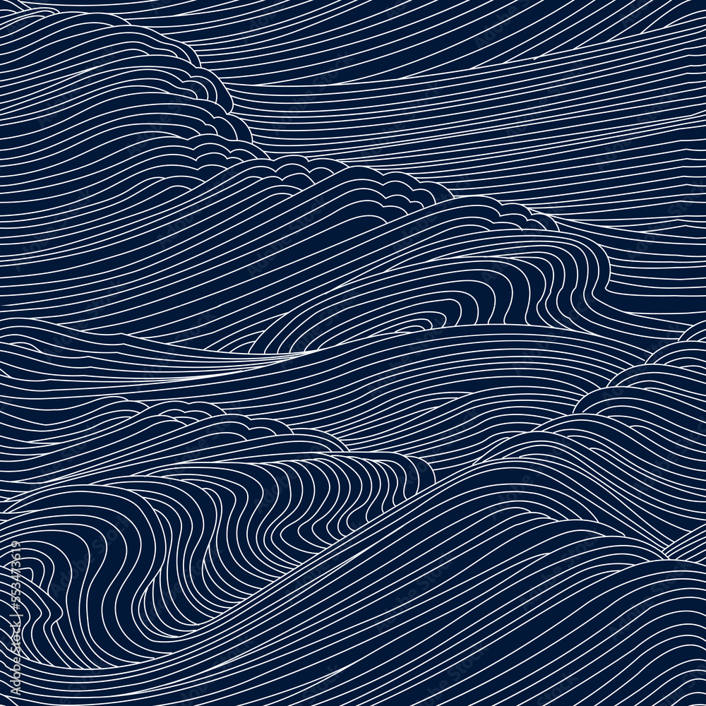 Abstract wave lines on a white background. Vector contour illustration ...