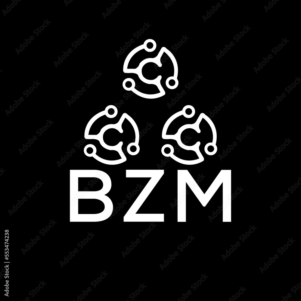 BZM letter logo. BZM best black background vector image. BZM Monogram ...