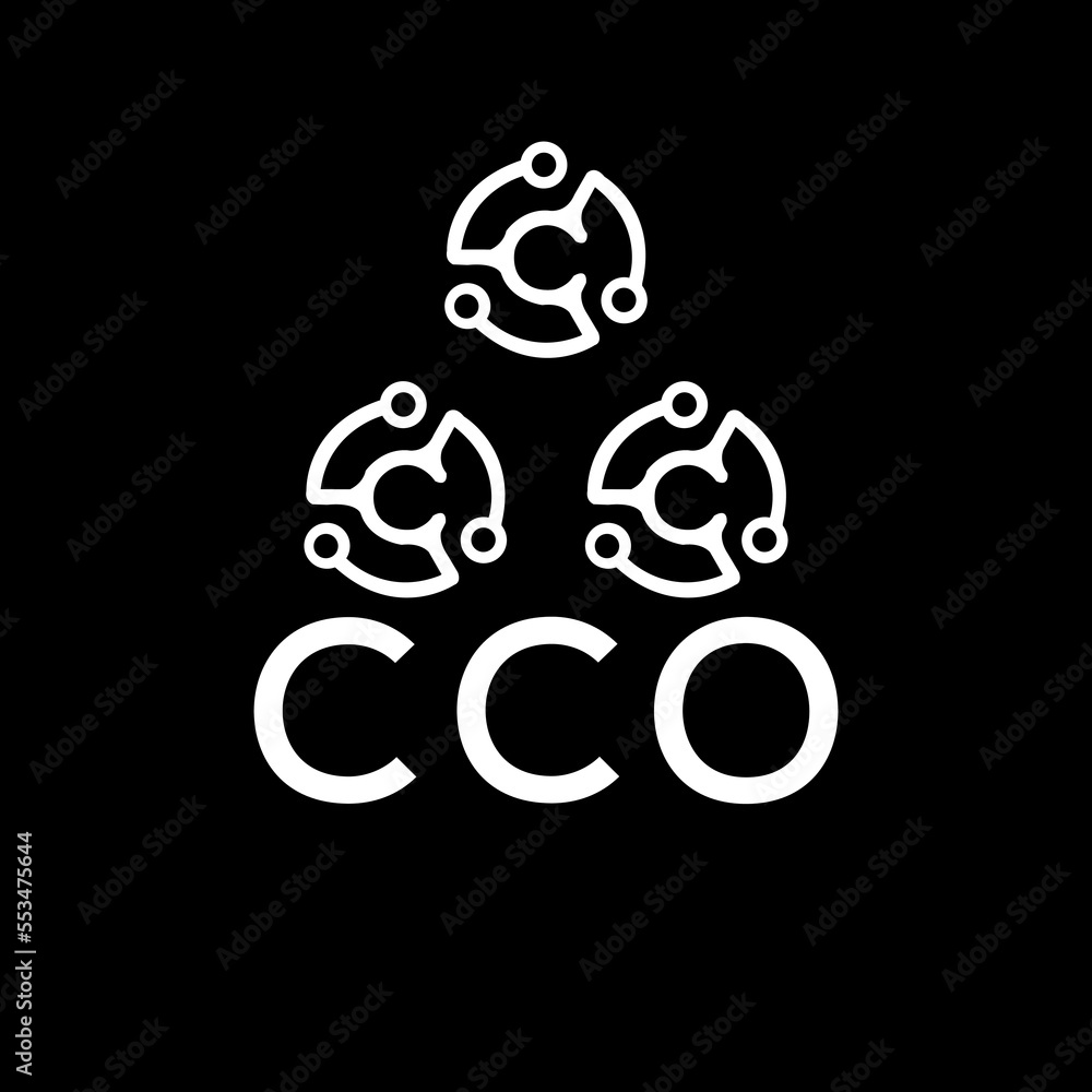 CCO letter logo. CCO best black background vector image. CCO Monogram ...