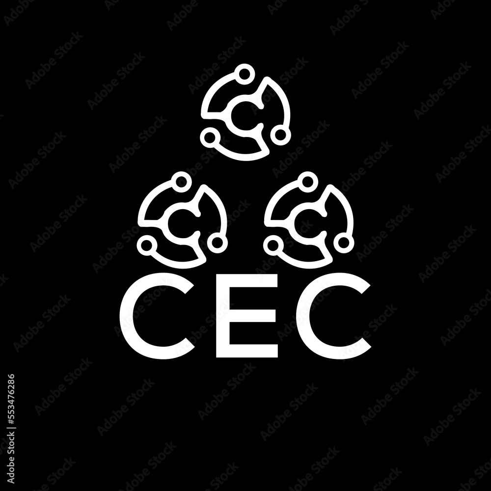 CEC letter logo. CEC best black background vector image. CEC Monogram ...