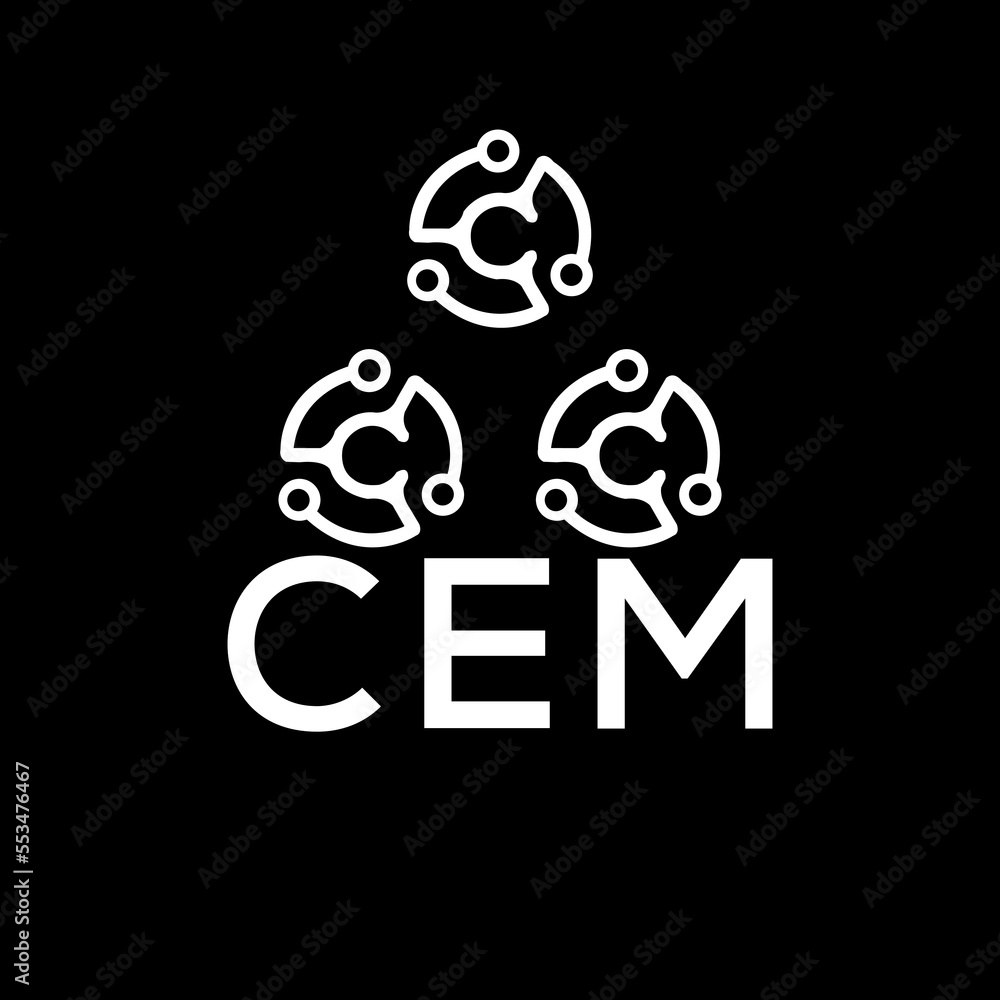 CEM letter logo. CEM best black background vector image. CEM Monogram ...