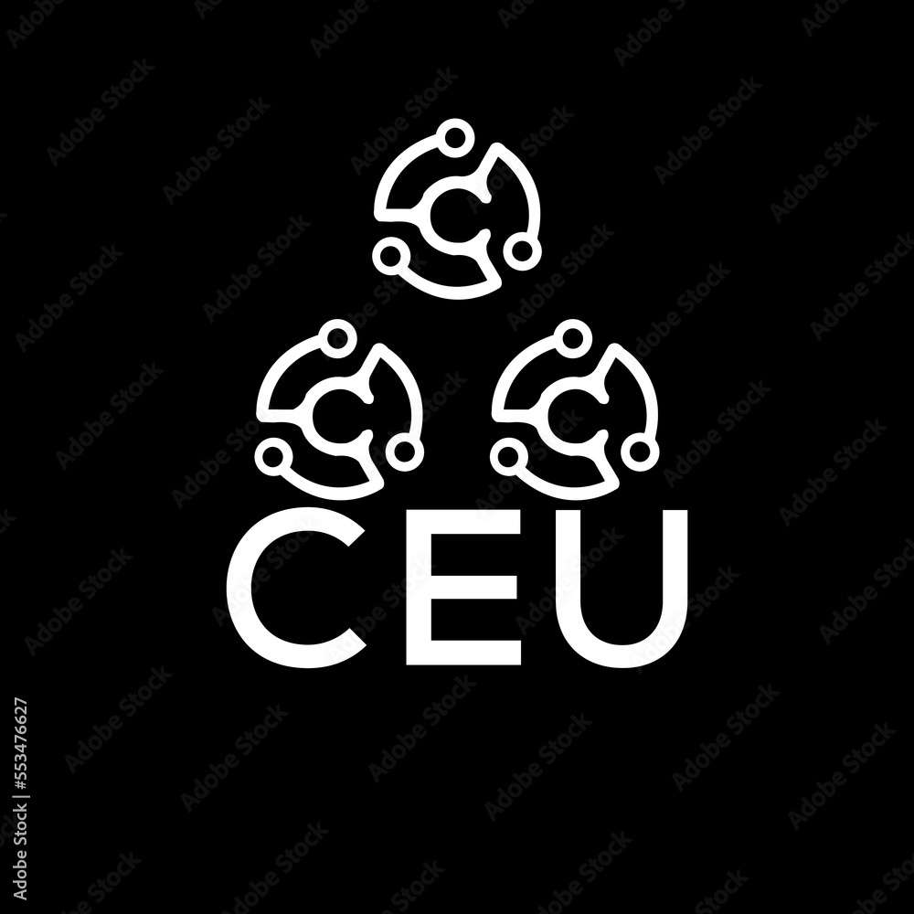 CEU letter logo. CEU best black background vector image. CEU Monogram ...