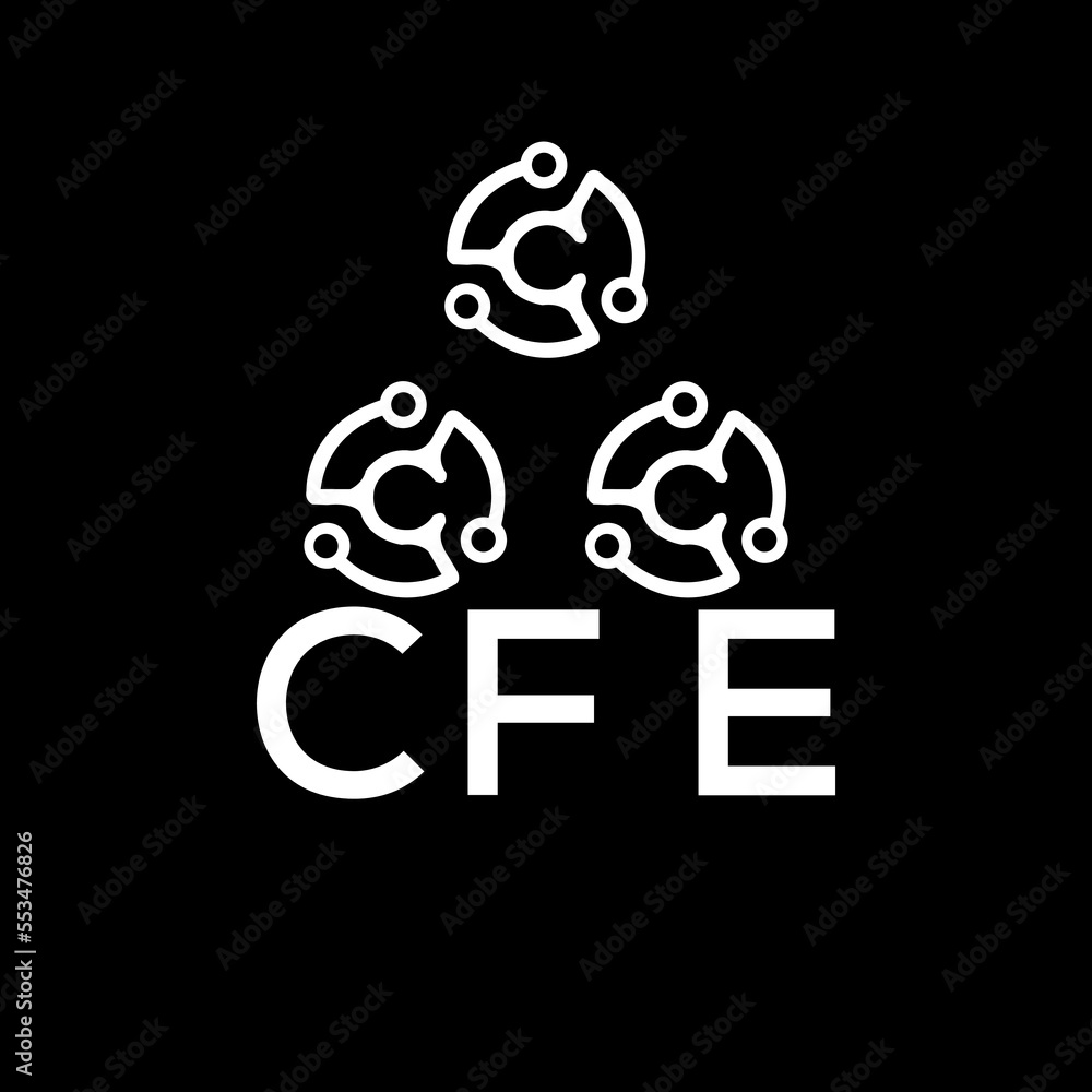 CFE letter logo. CFE best black background vector image. CFE Monogram ...