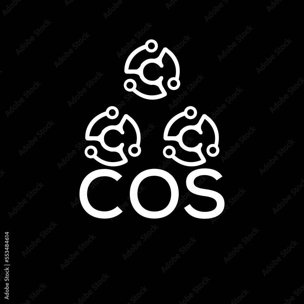 COS letter logo. COS best black background vector image. COS Monogram ...