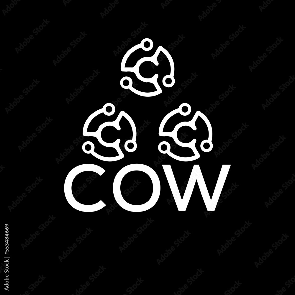 COW letter logo. COW best black background vector image. COW Monogram ...
