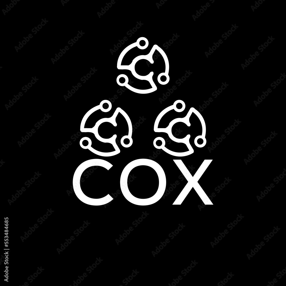 COX letter logo. COX best black background vector image. COX Monogram ...