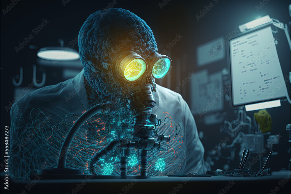 Futuristic concept of modern lab experiments. Stock Illustration ...