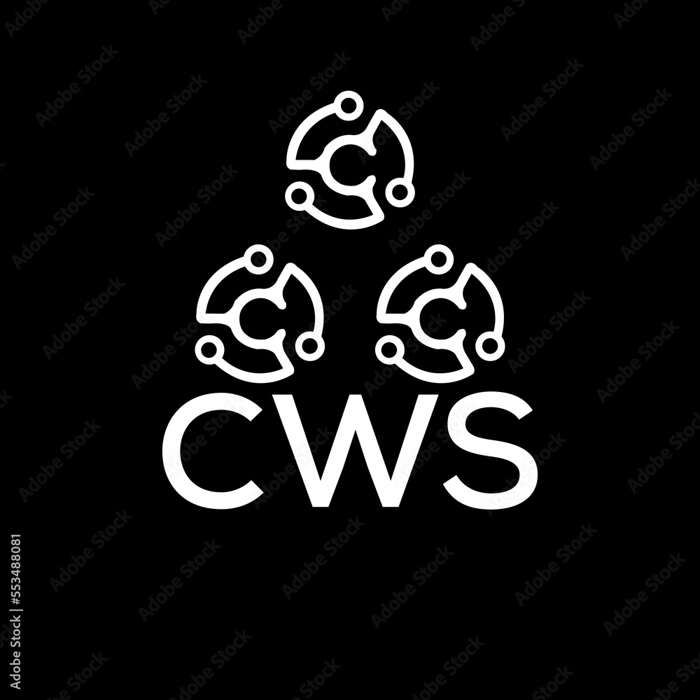 CWS letter logo. CWS best black background vector image. CWS Monogram ...