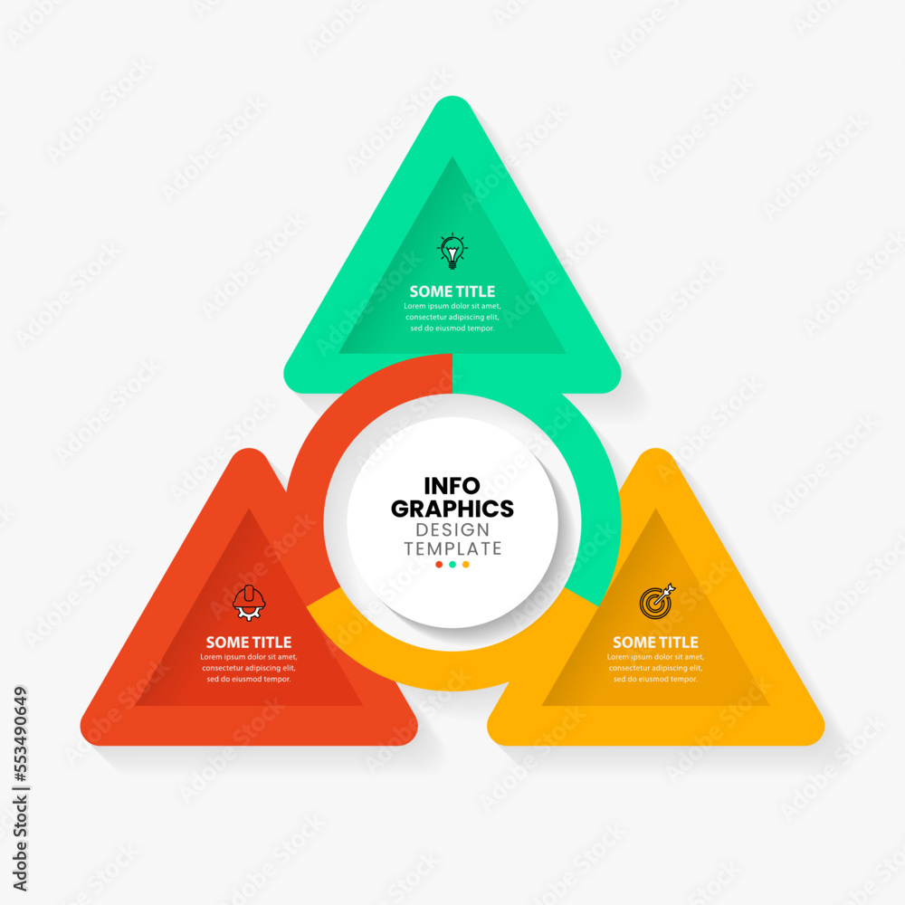 Infographic template. A triangle with 3 steps and a circle in the ...