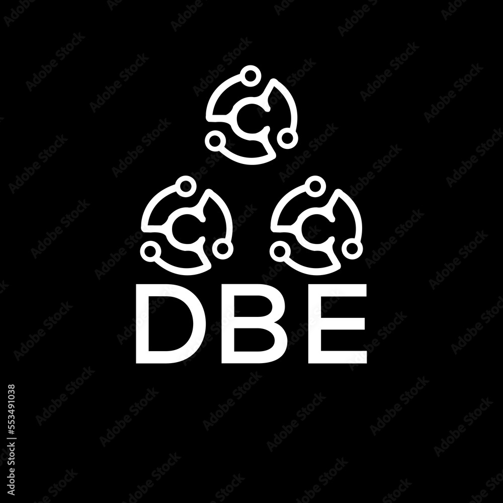 DBE letter logo. DBE best black background vector image. DBE Monogram ...