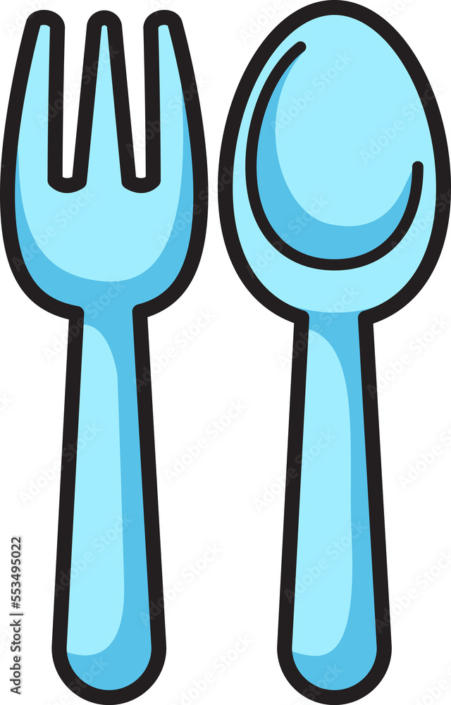 cartoon spoon and fork outline character Stock Illustration | Adobe Stock