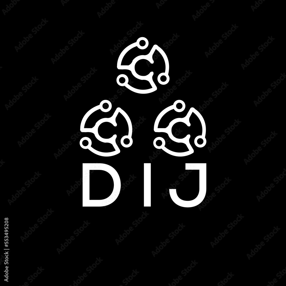 DIJ letter logo. DIJ best black background vector image. DIJ Monogram ...