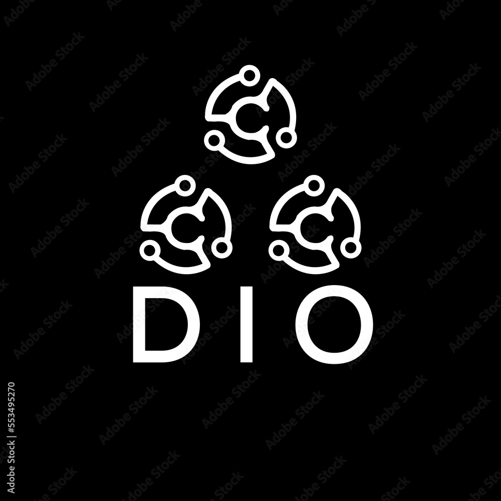 DIO letter logo. DIO best black background vector image. DIO Monogram ...