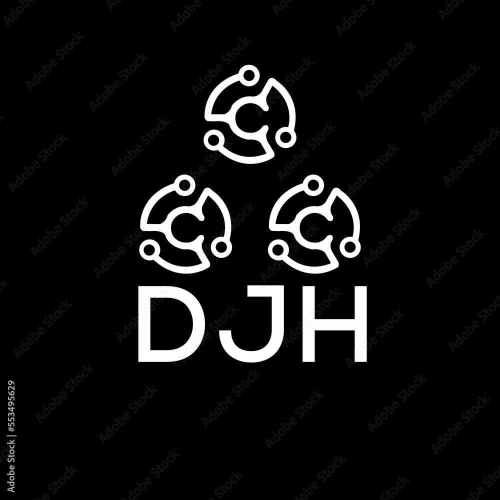 DJH letter logo. DJH best black background vector image. DJH Monogram ...