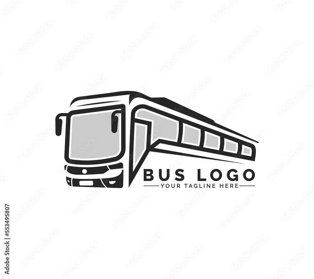 Bus logo design on white background, Vector illustration. Stock Vector ...