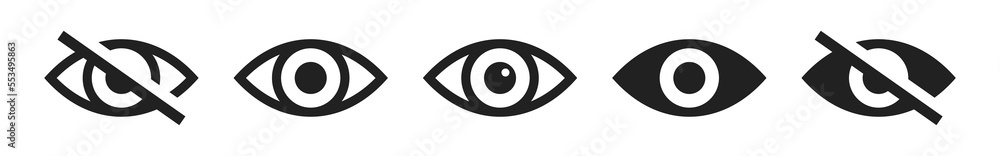 Eye icon set. See and unsee symbol. Show password. Vector illustration ...