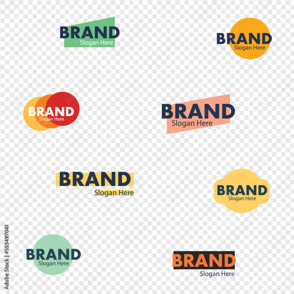 Creative colorful logos random set. Simple colors and text brand name ...
