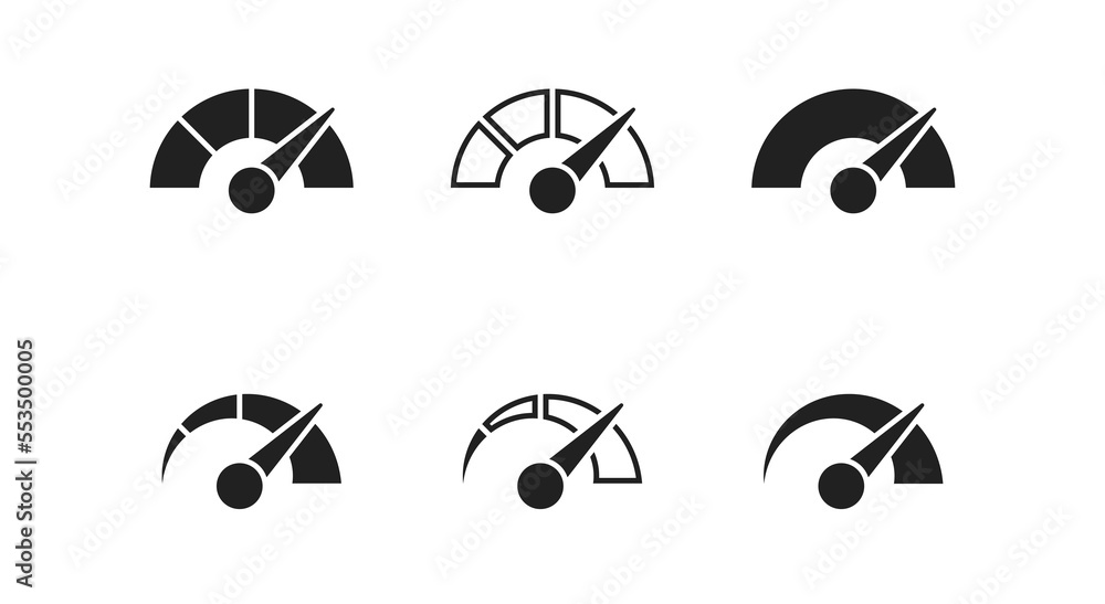 Speedometer icon set. Speed indicator symbol. Vector EPS 10 Stock ...