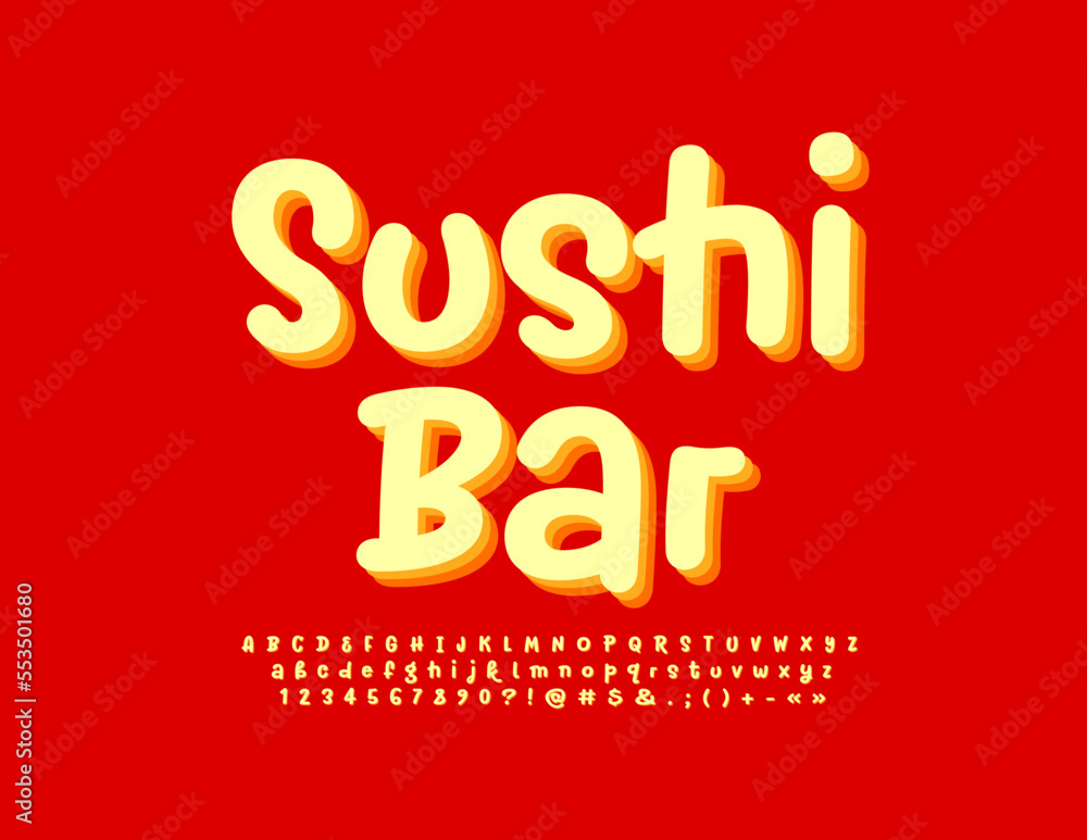 Vector stylish banner Sushi Bar with unique calligraphic Font. Creative ...