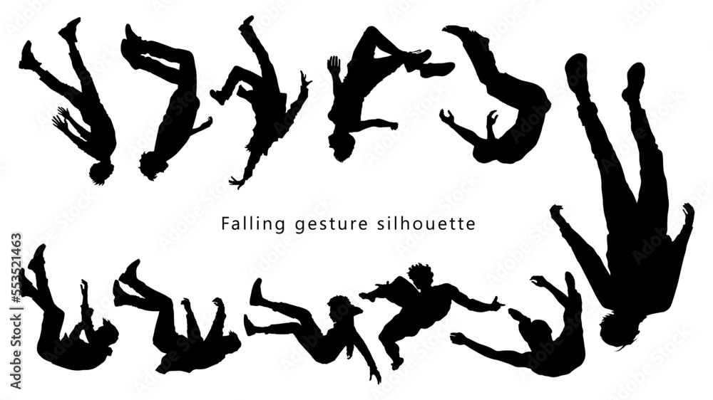 silhouettes of peoplefalling people silhouette vector pack. silhouette ...