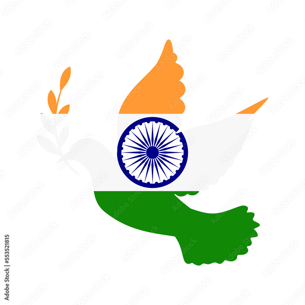 Dove symbol of peace and flag of India. Dove with India flag color ...