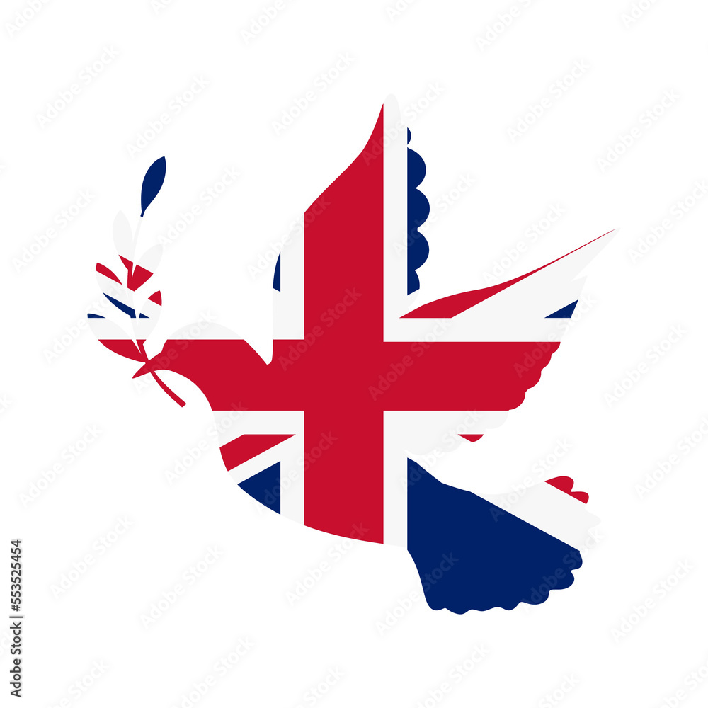 Vecteur Stock Dove symbol of peace and flag of United Kingdom. Dove ...