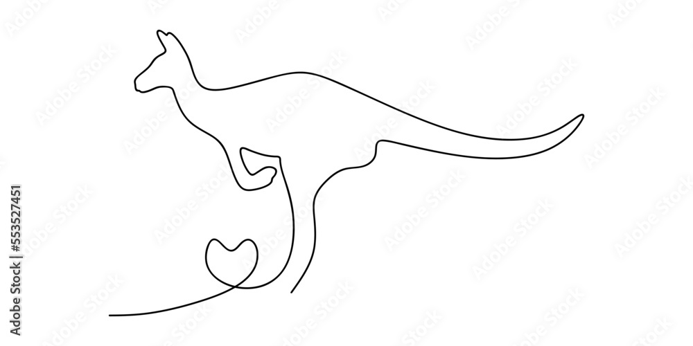 Outline kangaroo isolated. one line hand drawn kangaroo vector. eps10 ...