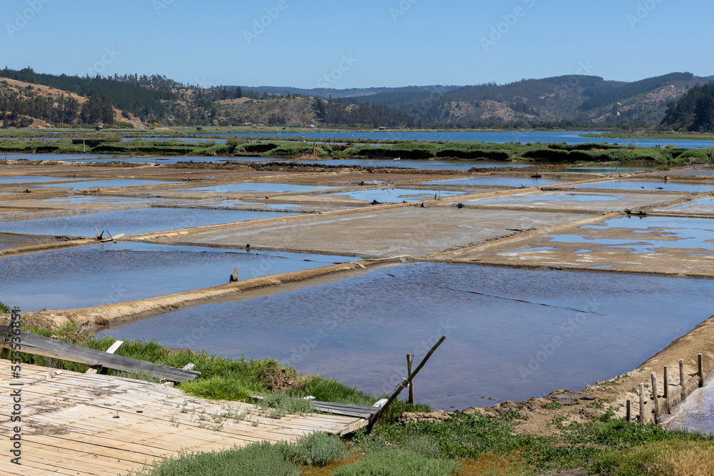 Salinas de Cáhuil and Laguna Cáhuil (Pichilemu) - Chile Stock Photo ...