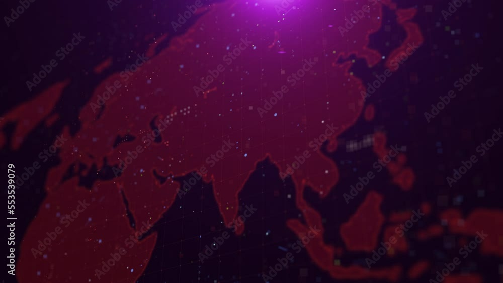 digital background with a stylized map of the world in red colors Stock ...