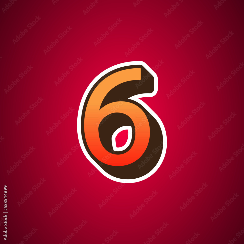 Cartoon style 3d number 6 Stock Vector | Adobe Stock