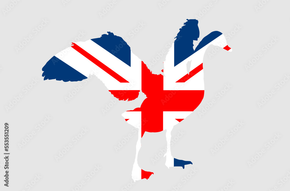 Great Britain flag over swan bird national animal vector silhouette ...