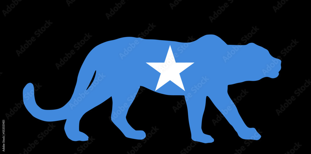 Somalia flag over leopard national animal vector silhouette ...