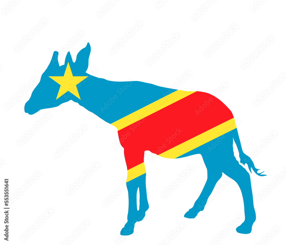 Democratic republic Congo flag over Okapi national animal vector ...