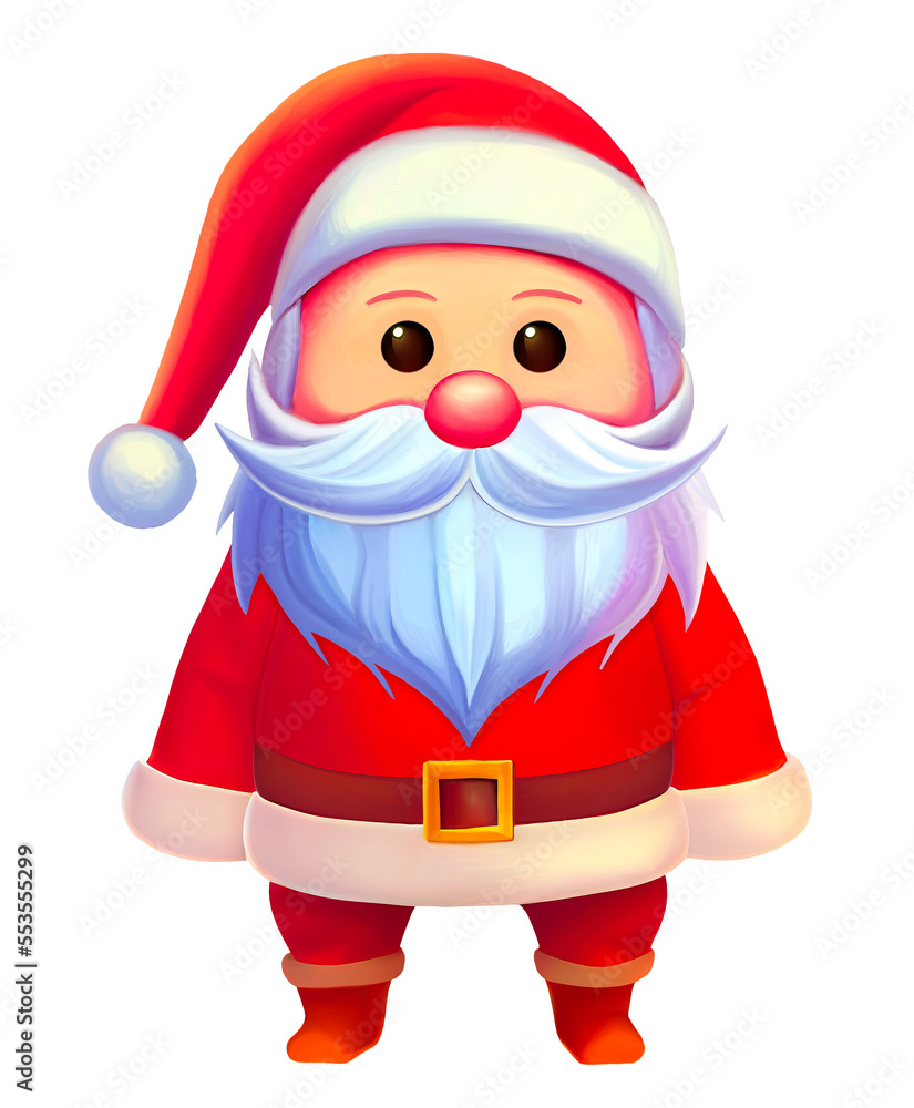 Cartoon Santa, full body, digital illustration cut out Stock ...