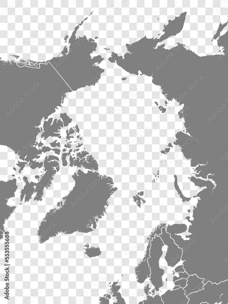North Pole Map vector. Gray similar North Pole map blank with borders ...