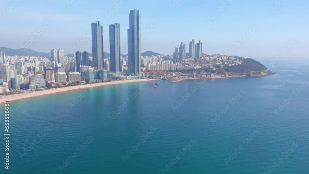 Busan: Aerial view of city in South Korea, skyline with modern high ...
