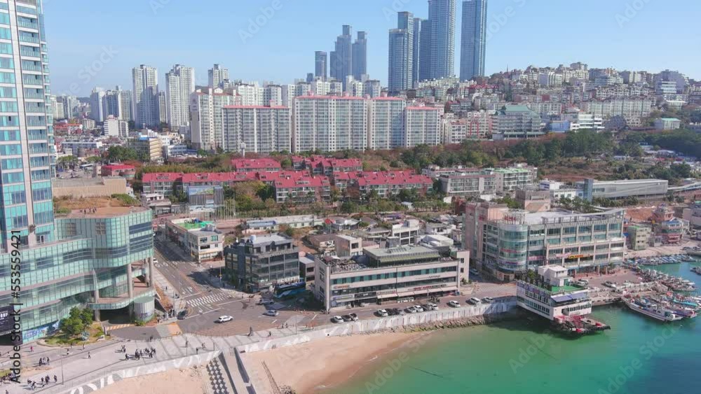 Busan: Aerial view of city in South Korea, skyline with modern high ...