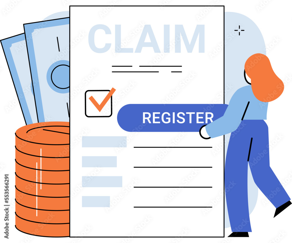 Claim form, woman filling out checklis, Online claim form with marks ...