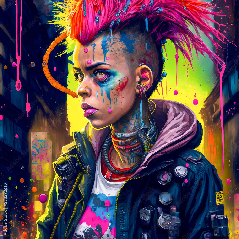 Cyberpunk Punk-Rock Hand drawn Manga and Anime Character in Comisc and ...