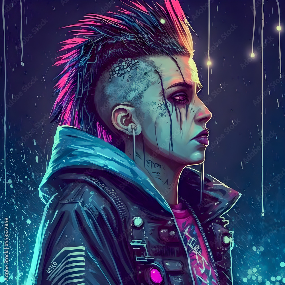 Cyberpunk Punk-Rock Hand drawn Manga and Anime Character in Comisc and ...