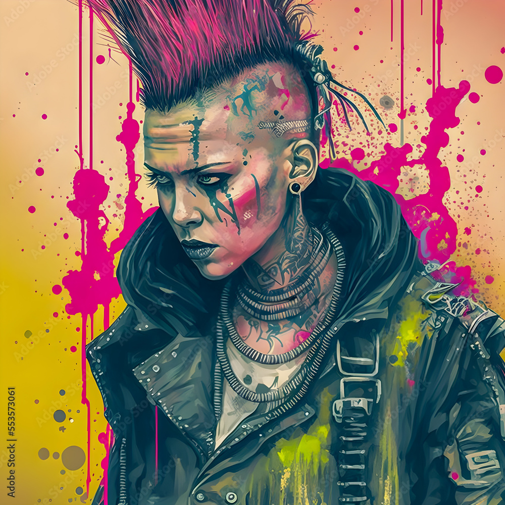 Cyberpunk Punk-Rock Hand drawn Manga and Anime Character in Comisc and ...
