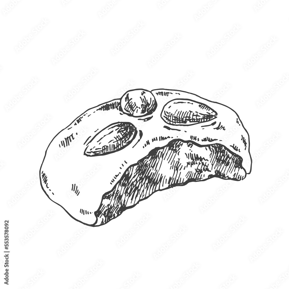 Hand drawn vector German gingerbread illustration. Sweet nurnberger ...