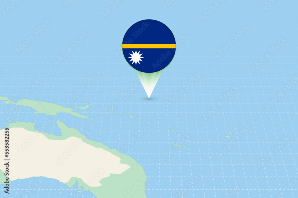 Map illustration of Nauru with the flag. Cartographic illustration of ...