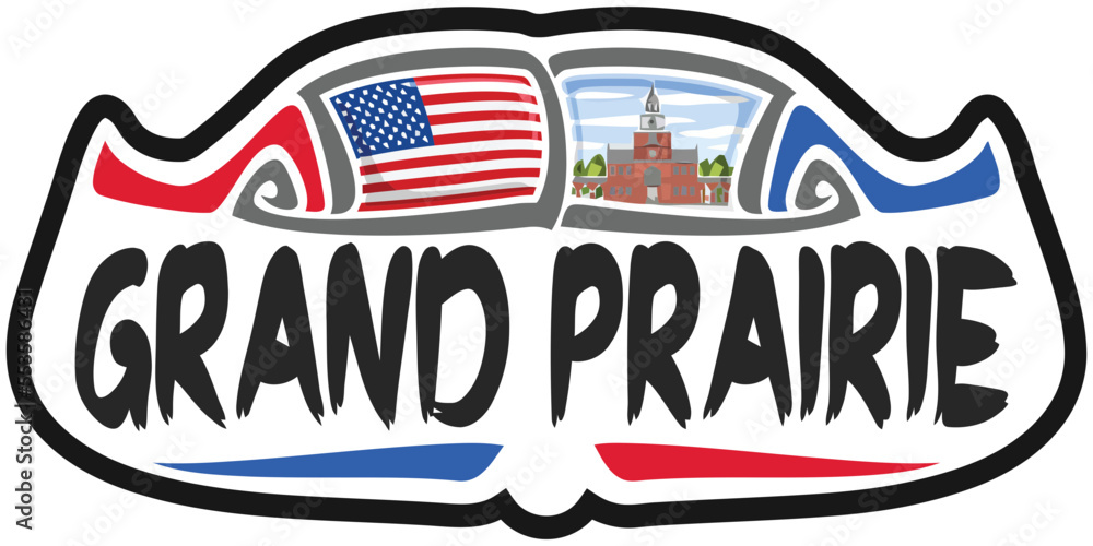 Grand Prairie USA United States Flag Travel Souvenir Sticker Skyline ...