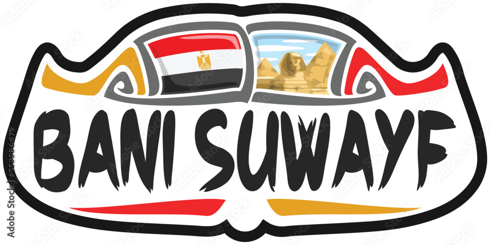 Bani Suwayf Egypt Flag Travel Souvenir Sticker Skyline Landmark Logo ...