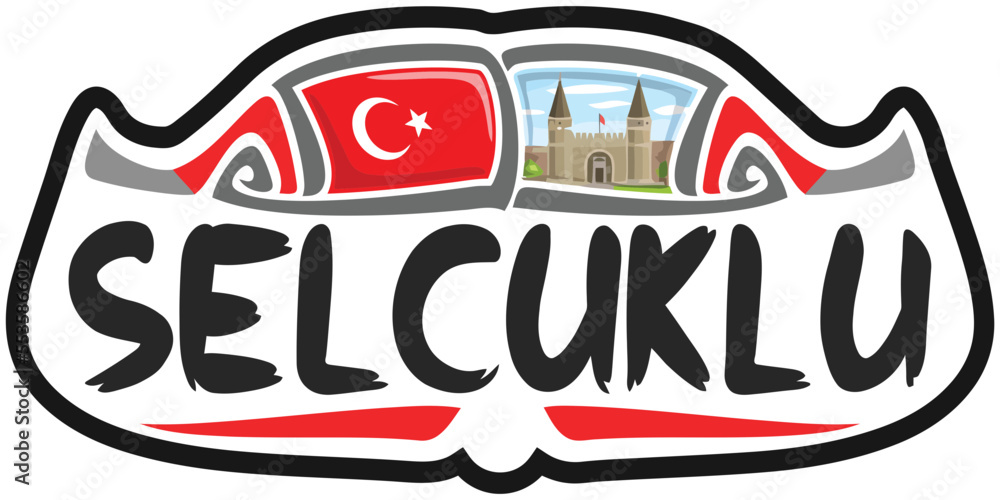 Selcuklu Turkey Flag Travel Souvenir Sticker Skyline Landmark Logo ...